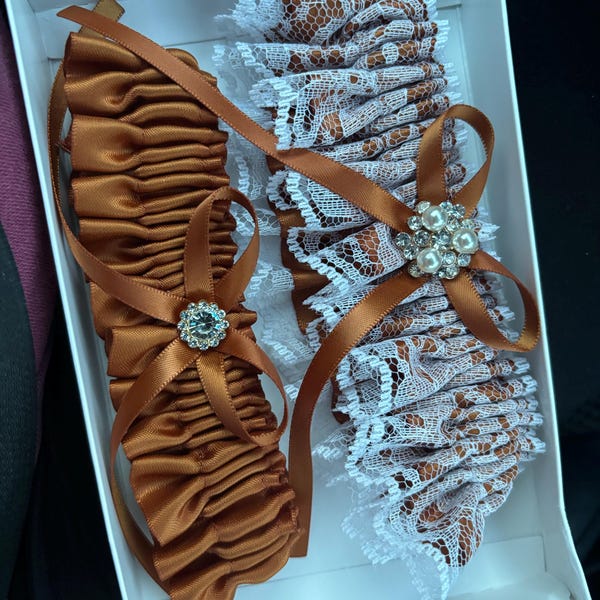 Copper Wedding Garter, Lace Bridal Garter Set, Garter for Bride, Garter ...