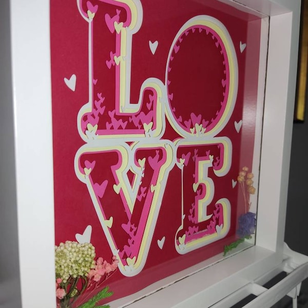 3D Love Shadow Box With Custom Photo, Valentines Day Shadow Box ...