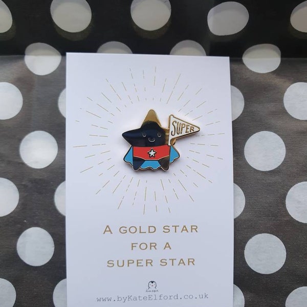 Super Star Enamel Pin - Cute Gold Star, Positive Enamel Brooch ...
