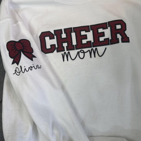 Personalized Embroidered Cheer Mom Sweatshirt | Custom Team Crewneck ...