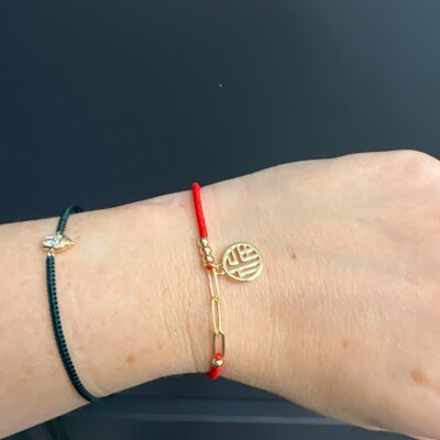 Red String Bracelet/anklet, Red Bracelet W. Gold-plated Chain & Good ...