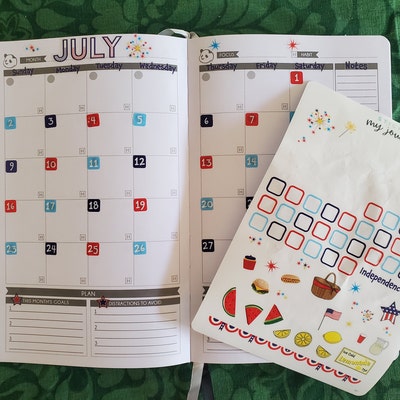 July Bullet Journal Sticker Sheet Basics Patriotic Stickers for Your ...