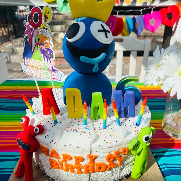 Rainbow Friends Inspired 5 Pc Fondant Cake Topper Set - Etsy