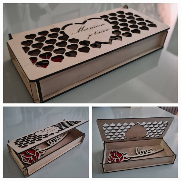 Rose Heart Box Valentine Svg Laser Cutting Files - Valentines Day Svg ...