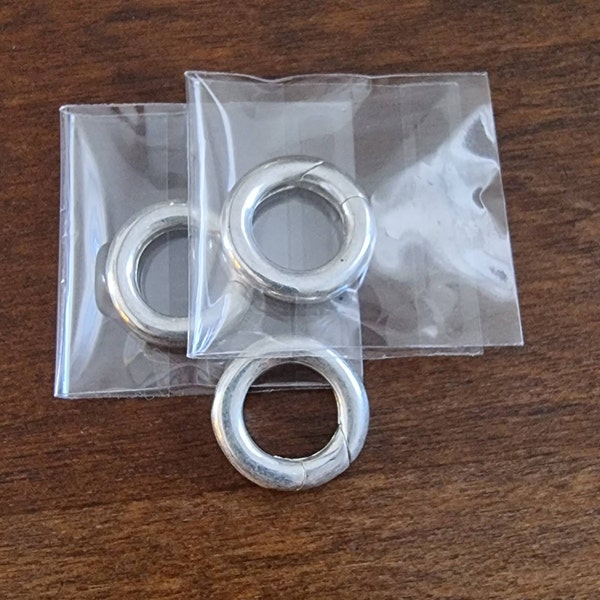 Sterling Silver Round Push Clasp, 925 Silver Ring Hinged Clasp, Spring ...