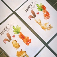 4 X Easter Handprint Footprint Craft Art PACK / Bunny Carrot Chick ...