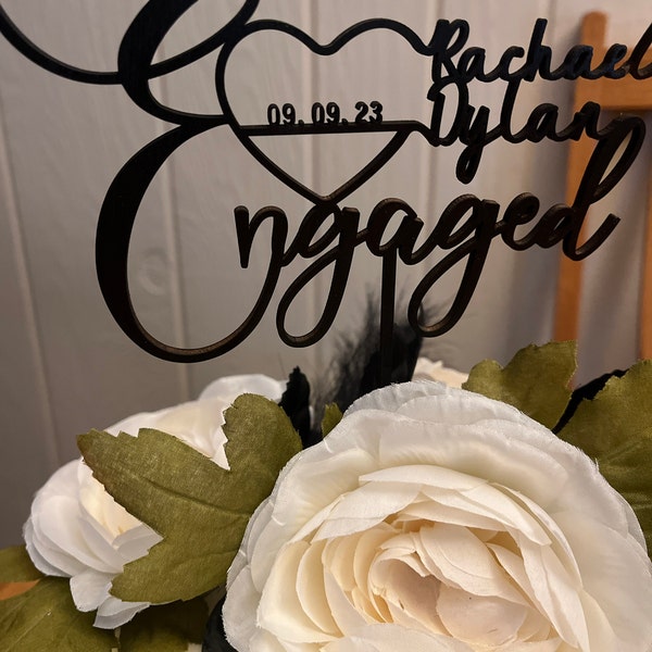 Personalized Engagement Cake Topper, Couple Name With Heart Cake Topper ...