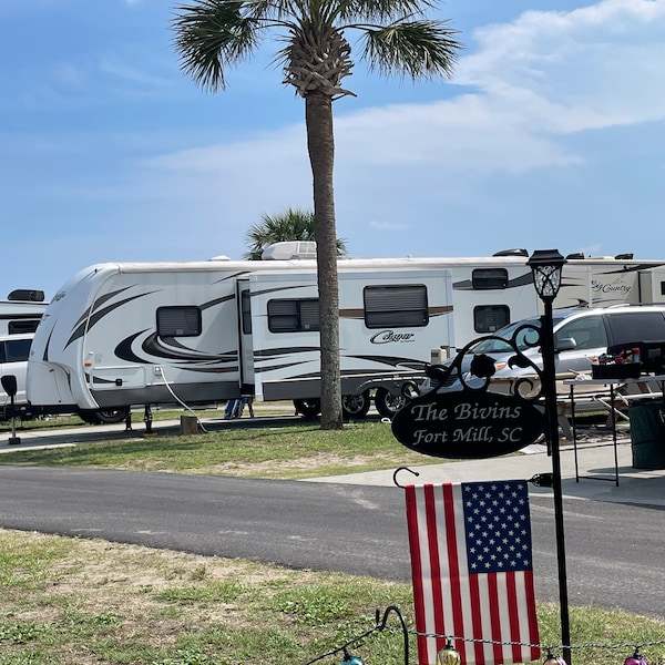 Camp/rv Sign With Flag Holder and Solar Light - 48" - Etsy