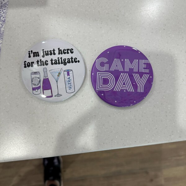 Purple & Gold Game Day Tailgate Buttons | Game Day Pins | College ...