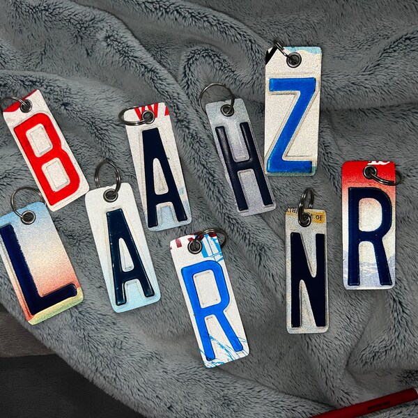 Keychain-keychains-license Plate Key Chain-letters-initials-gift-custom ...