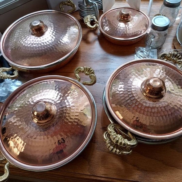 Handmade Copper Pan Set, Set of 2 or 3 or 4 or 5, Stew Pot, Copper ...