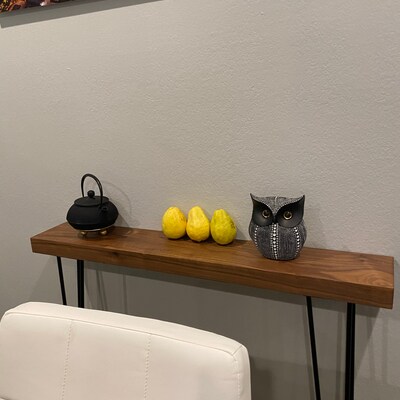 Narrow Console Table in Solid Walnut or Maple With Hairpin Legs ...