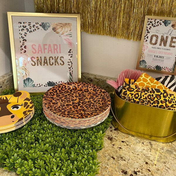 Safari Snacks Birthday Party Sign Drinks Food Table Sign Wild One Wild ...