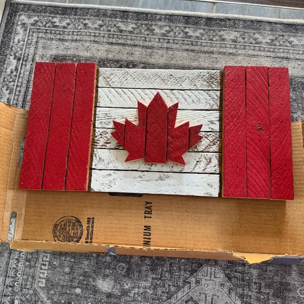 Handmade Rustic Wood Canadian Flag | Canada Decor and Gift | Made in ...