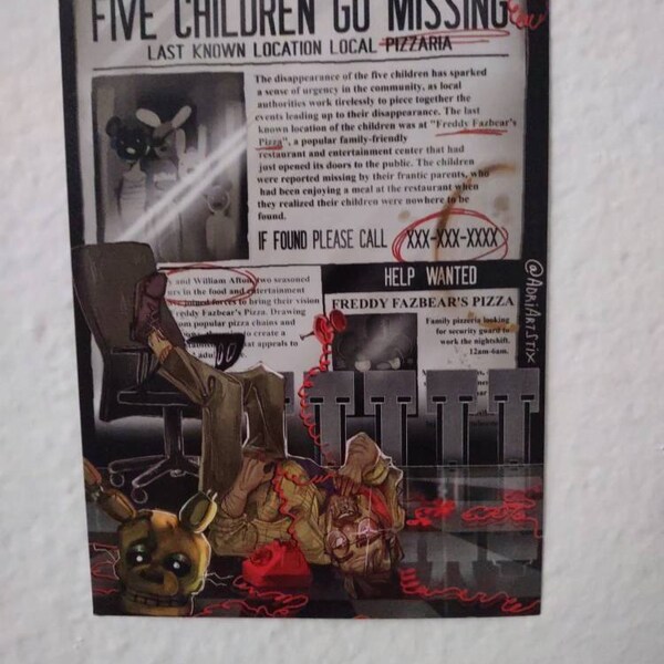 William Afton (five Night at Freddy's) Newspaper Art Print - 8x12 / 4x6 ...
