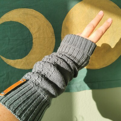 Knitted Long Arm Warmers for Women Alpaca Fingerless Mittens Wool ...