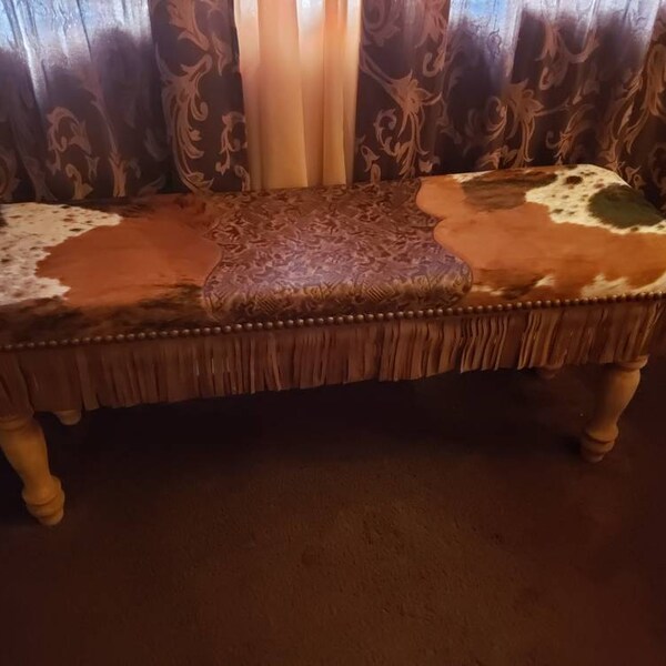 Cowboy Western Decor Padded Genuine Leather and Cowhide Farmhouse ...
