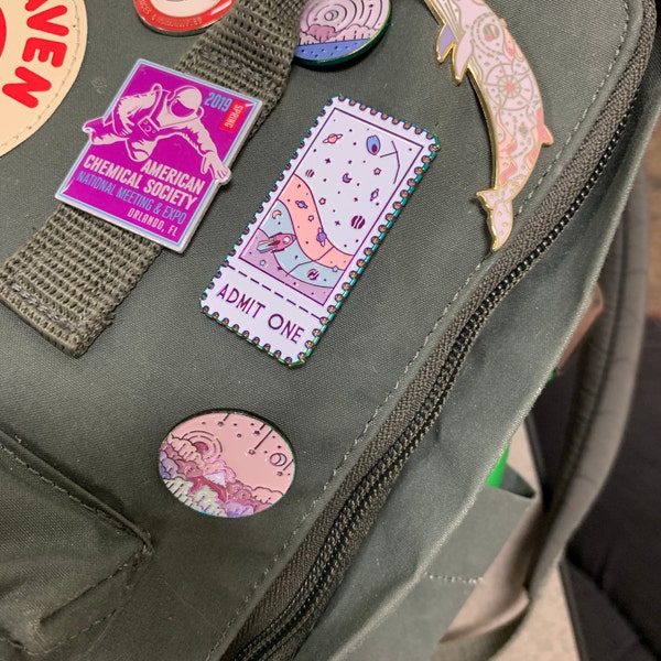 Adventure Stamp Enamel Pins Badge Lapel Pin Kawaii Cute Glitter Small ...