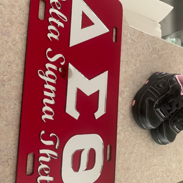 Delta Sigma Theta- DST License Plate Red Background Mirror Letters ...