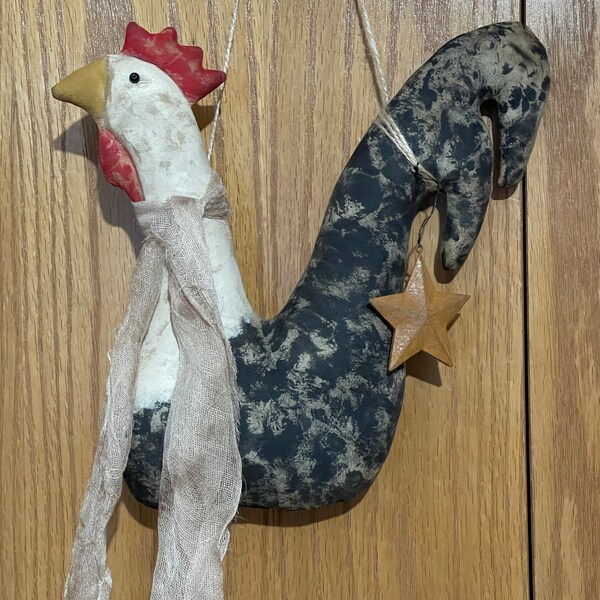DIGITAL FILE Primitive Folk Art Rooster Hanger Sewing Pattern PDF File ...