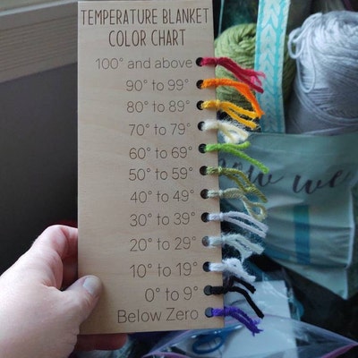 Temperature Blanket Color Chart, Reusable Wood Card, Crochet Blanket ...