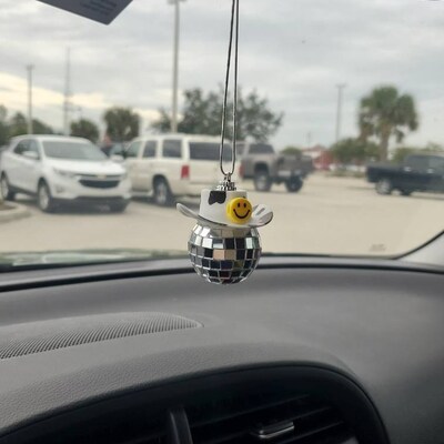 Smiley Face Cow Print Rear View Mirror Car Accessory L Cow - Etsy