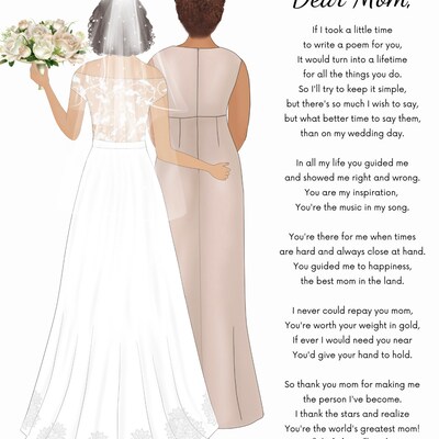 Mother of the Bride Poem From Daughter to Mom Mother of the Bride Gift ...