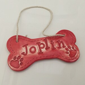 Personalized Ceramic Dog Bone Christmas Ornament, Custom Clay Dog Bone ...