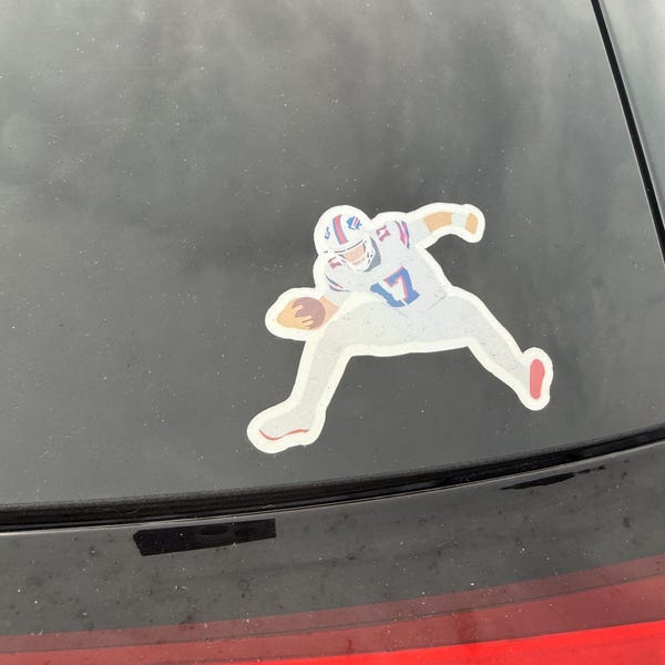 Josh Allen Hurdling Sticker – Buffalo Bills Fan Vinyl Decal for Laptops ...