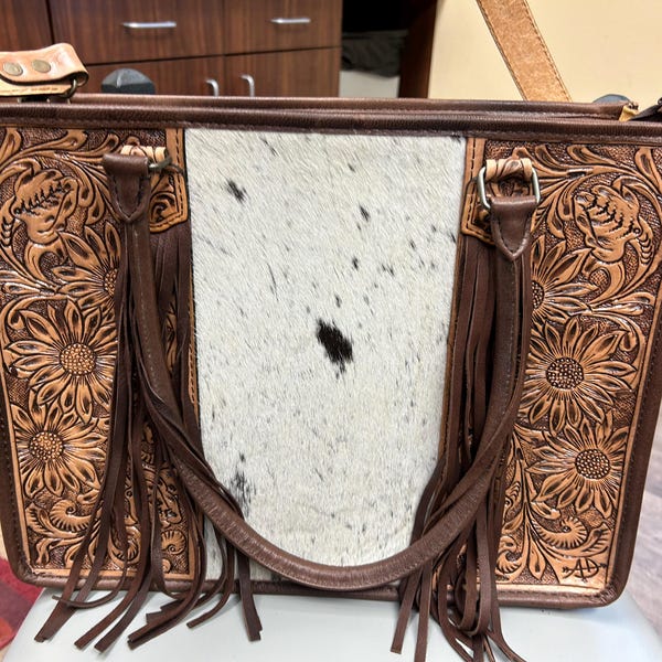 Western Leather Jewelry Case, Hair on Hide Jewelry Holder, Jewelry Box ...