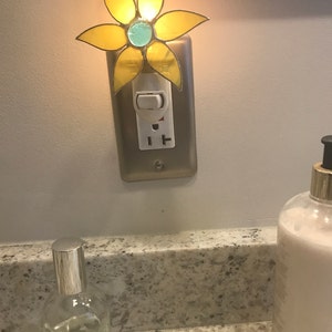 Red Heart Night Light Stained Glass Wall Plug In Valentines | Etsy