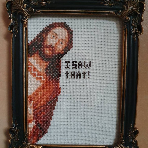 Peeking Jesus Cross Stitch Pattern Digital Snarky Funny Christ Xstitc ...