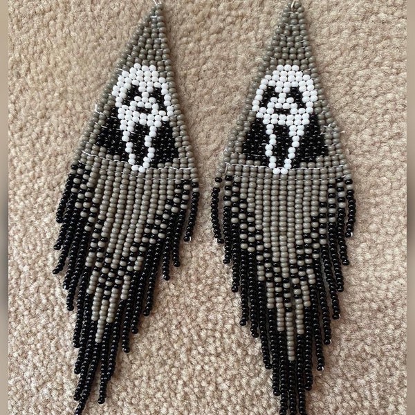 Scary Scream Horror Ghostface Earring Pattern, Halloween Earring ...