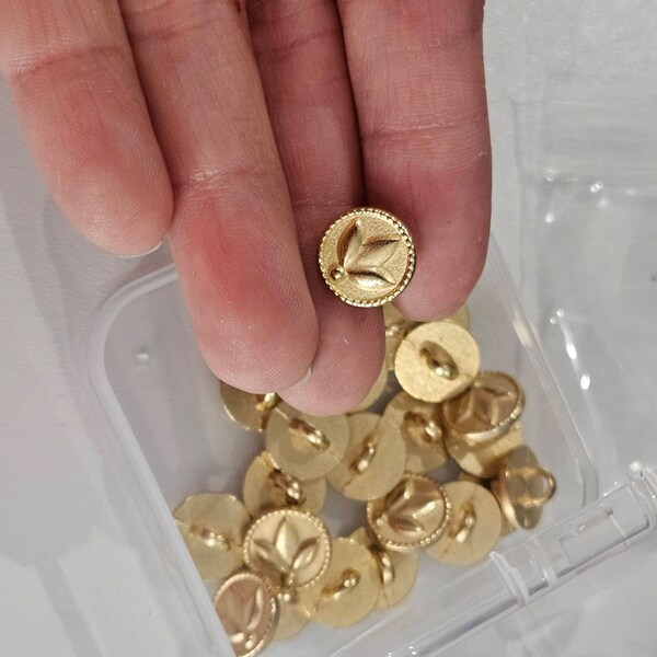 Matte Gold Color Textured Metal Flat Front Shank Buttons 1/2" (13MM 20L ...