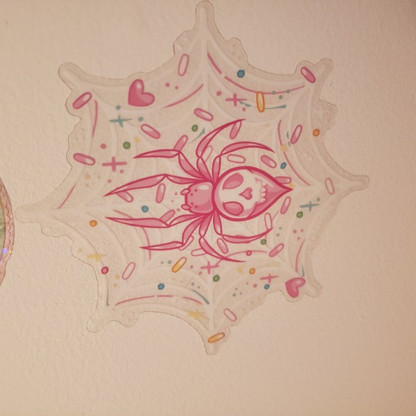 Sprinkle Spider Sticker - Kawaii Art - Pink Arachnid - Spooky and Cute ...