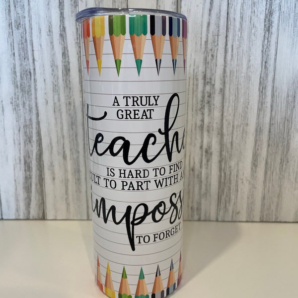 20 Oz Skinny Tumbler Rainbow Pencils Teacher Tumbler Crayons Teacher ...