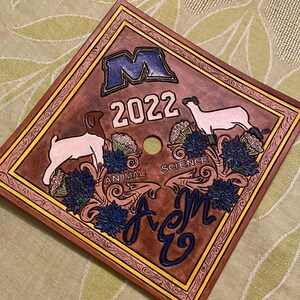 Custom Tooled Leather Graduation Cap Topper - Etsy