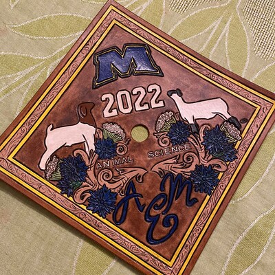 Custom Tooled Leather Graduation Cap Topper - Etsy