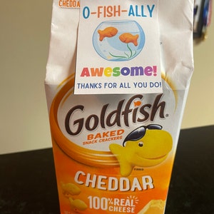 You Are O-fish-ally Awesome Goldfish Gift Tag Playful Appreciation Tag ...