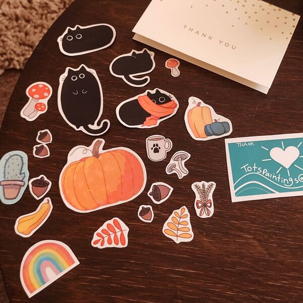 Autumn Cat Sticker Bundle / Sticker Pack / Hydroflask Stickers / Vinyl ...
