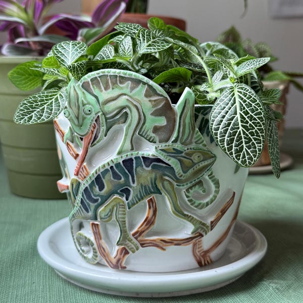 Custom Crow Ceramic Planter-handmade Ceramic Planter-bird Planter ...