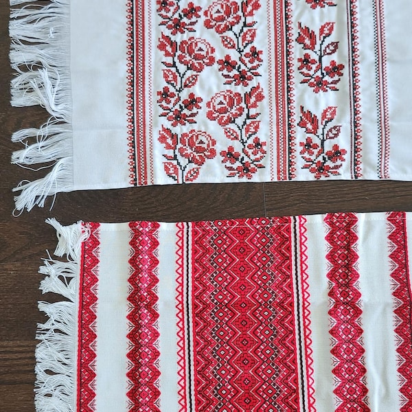Ukranian Rushnyk, Red Embroidery, Traditional Embroidered Rushnyk ...