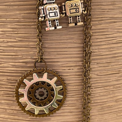 Mixed Metal Cog Repurposed Industrial Stud Earrings, Cyberpunk Geek ...