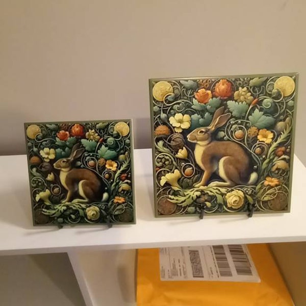 William Morris Inspired Woodland Rabbit Ceramic Tile | Art Nouveau ...