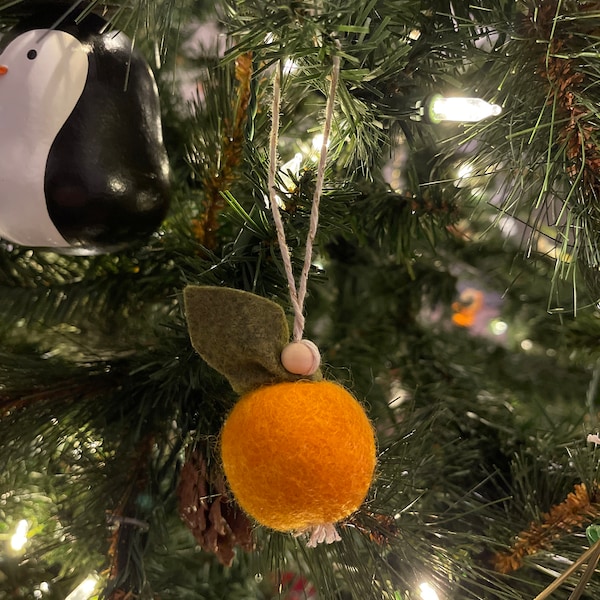3 Large Wool Felt Clementine Ornaments: Citrus Baby Shower Decor ...