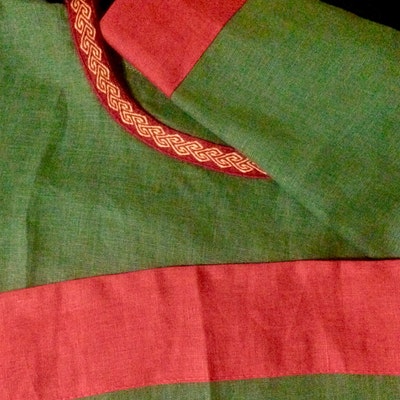 Early Medieval Viking Trimmed Linen Dress With Linen Hems and Woven ...