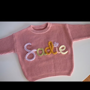 Custom Name Sweater, Personalised, Hand-embroidered Jumper, Baby Shower ...