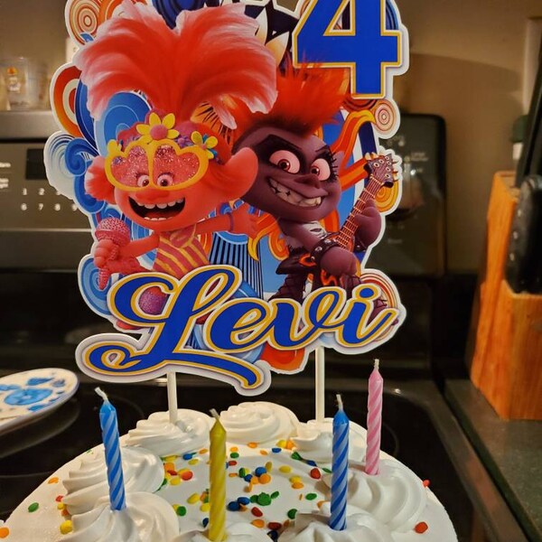 Trolls World Tour Cake Topper, Poppy and Barb Cake Topper, Customized ...