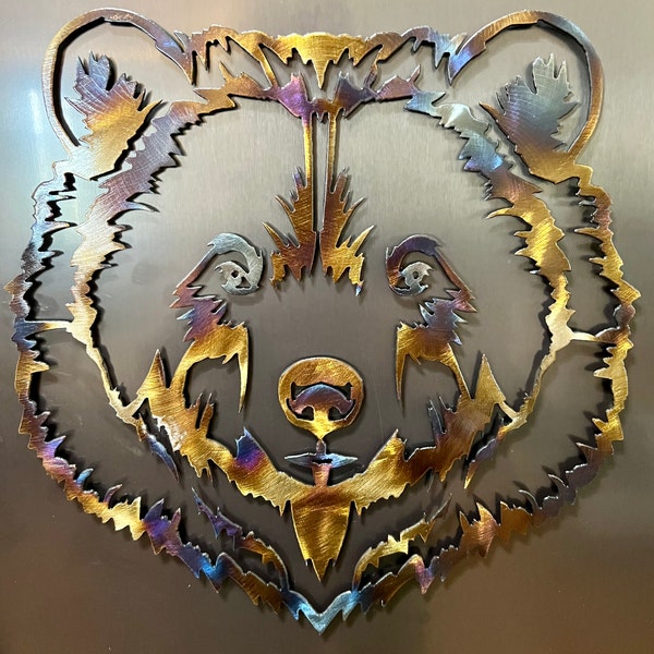 Metal Grizzly Bear Face Wall Art - Etsy