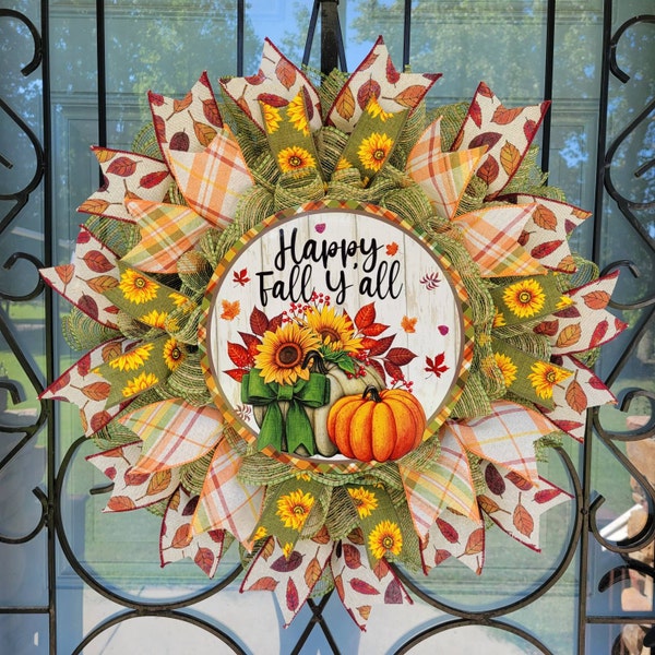 Happy Fall Y'all Wreath Sign, Metal Wreath Sign, Signs for Wreaths ...